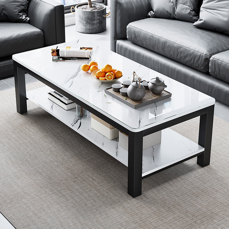 Tea Table Living Room Home Office Tempered Glass Rectangular Table Sofa ...