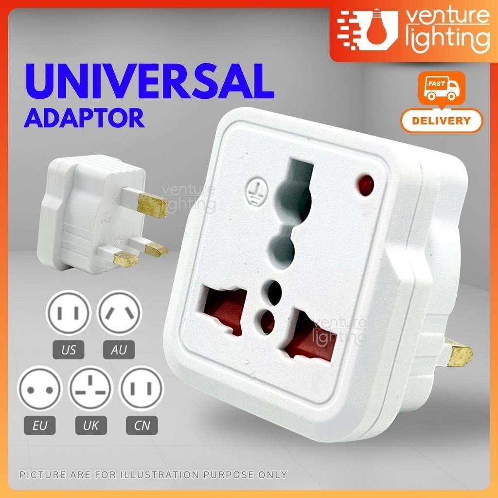 3 Pin Full Copper Multi Universal Travel Adaptor for Malaysia Extension ...