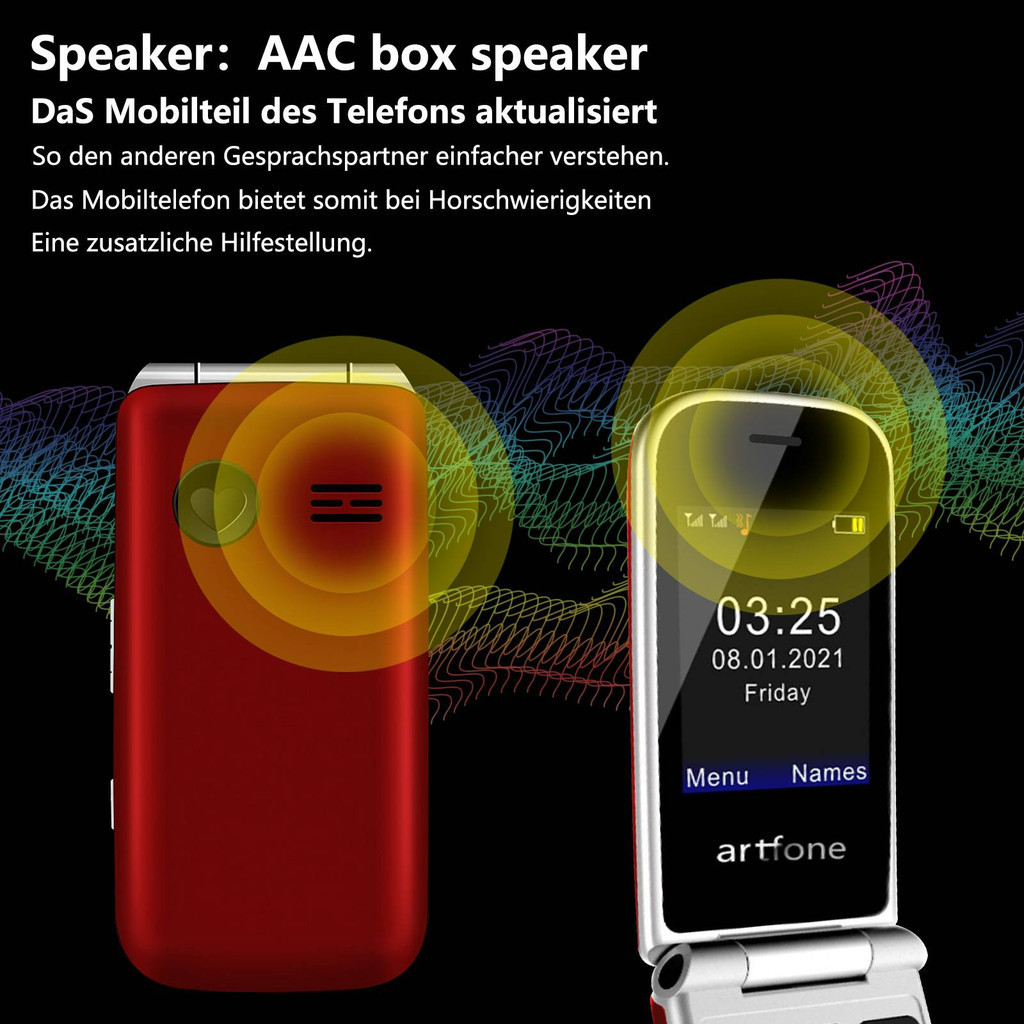 Artfone F20 Big Button Senior Flip Mobile Phone For Elderly Unlocked ...