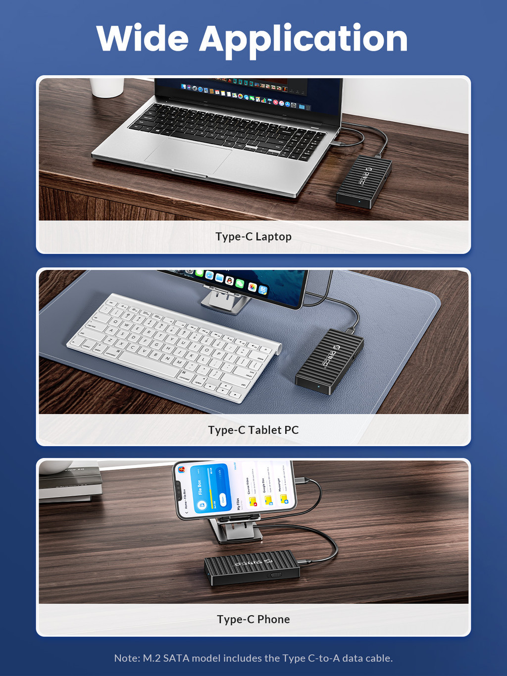 ORICO M.2 SSD Enclosure Support NVMe/SATA SSD Container Design USB 3.2 ...