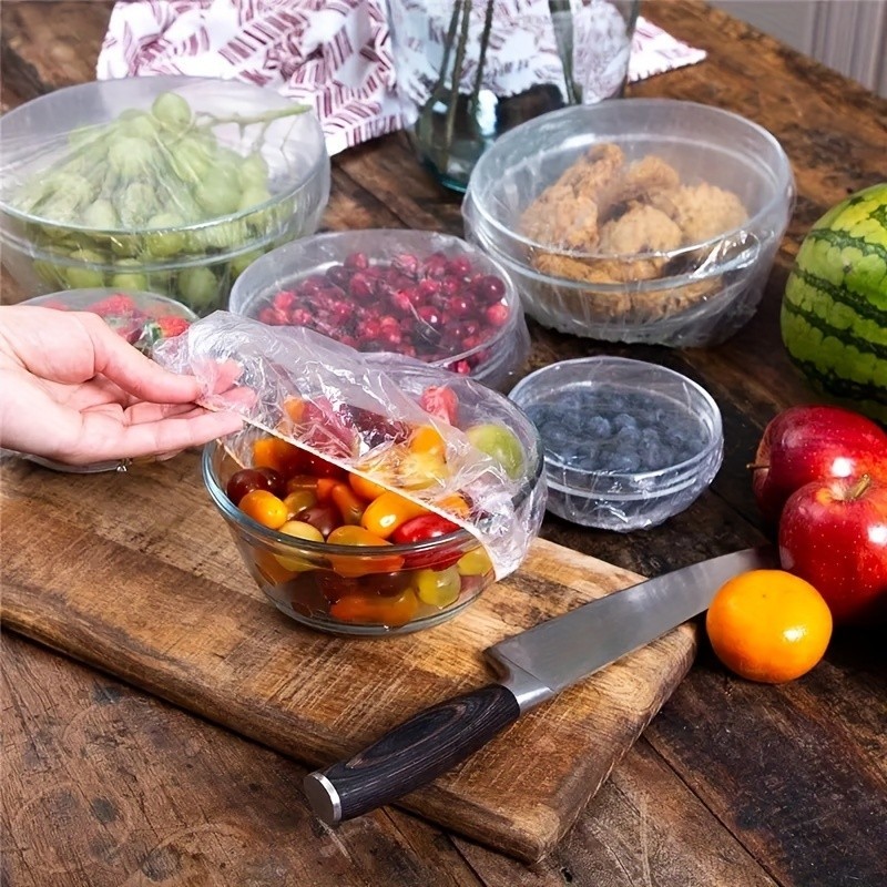 Disposable Elastic Food Covers – Stretchable Waterproof Plastic Lids ...