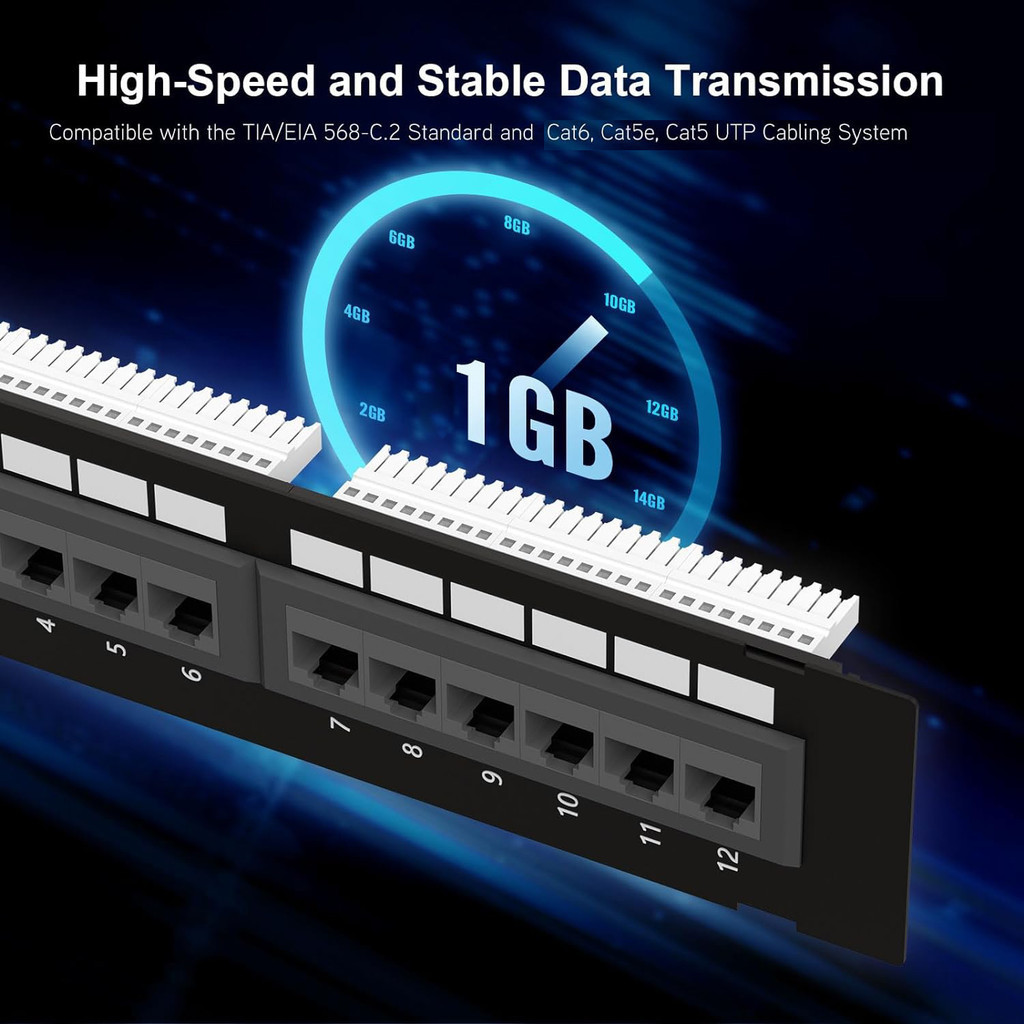 ZoeRax Mini 12-Port Vertical Patch Panel with 89D Bracket and Wallmount ...