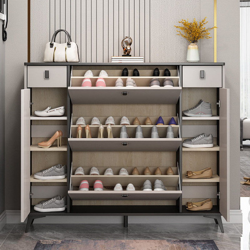 All Solid Wood Ultra-thin Flip Bucket Italian Style Shoe Cabinet For ...