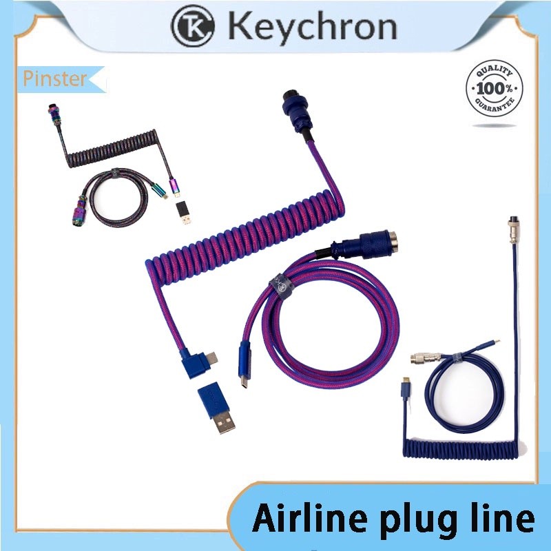 in stock Keychron keyboard plug-in cable spiral Typec data spring cable ...