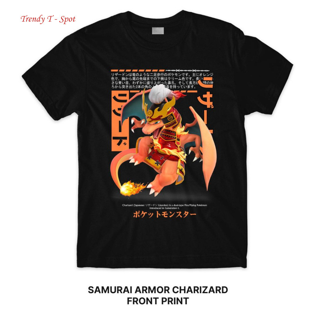 Samurai Armor Charizard POKÉMON Series T-Shirt Front And Back Print ...