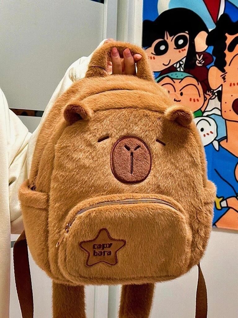 2024 New Capabala Plush Capybara Backpack Cute All-Match Furry Bag ...
