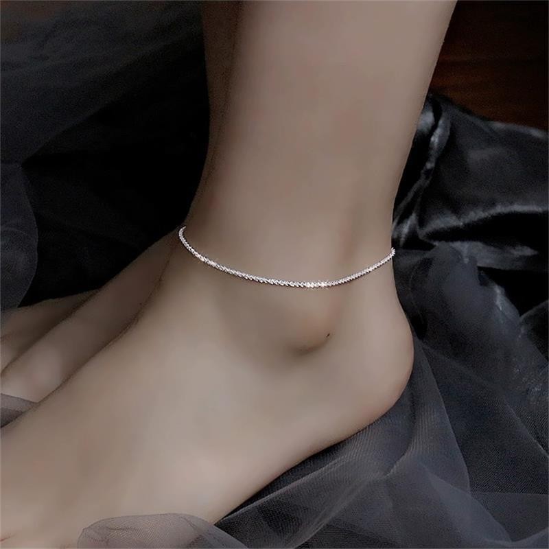 Full Sky Star Women's Shining Diamond Ankle Chain Women's Simple Silver ...