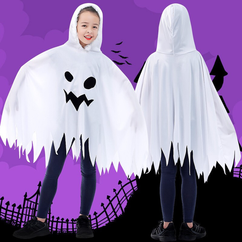 Kids Halloween Cosplay Costume Luminous Ghost Cloak Performance Prank ...