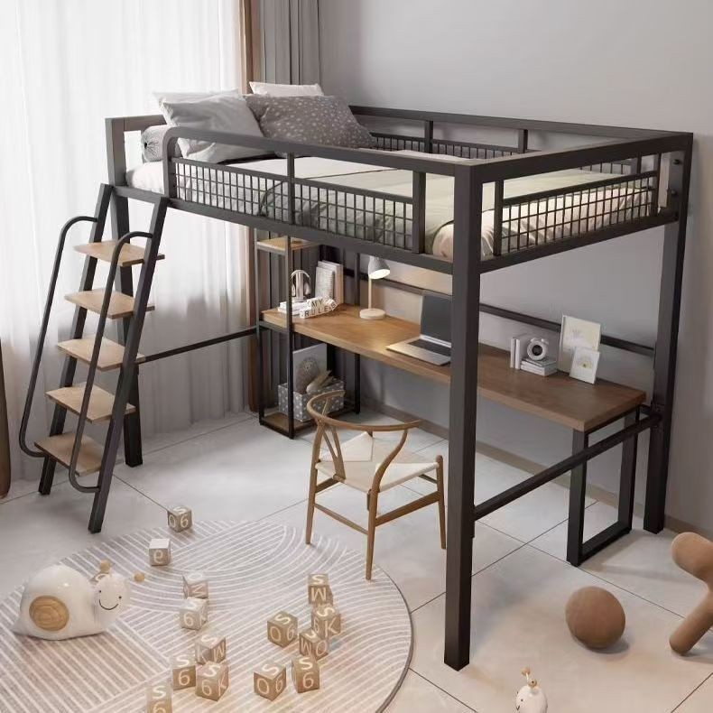 BBH Loft Bed Art Elevated Sheet Space Saving Iron And Table Staggered ...