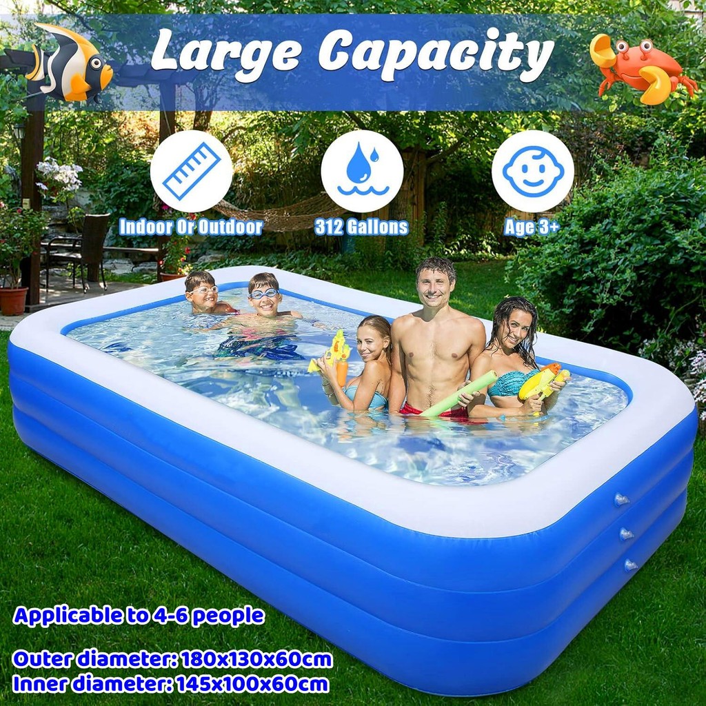 [ SG Ready Stock] Large Inflatable Swimming Pool Kolam Mandi 3 Ring ...