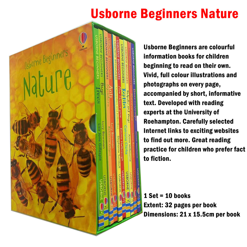 10 Books Usborne Beginners Nature Set | Insect, Flower, Spiders Facts ...