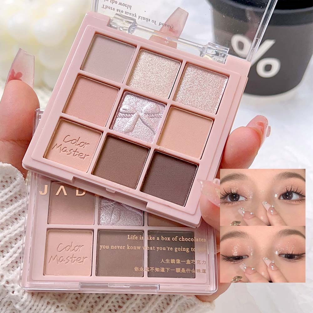 JADED Matte Eye Shadow Palette - 9 Colors Shiny Pearly Pink Brown ...
