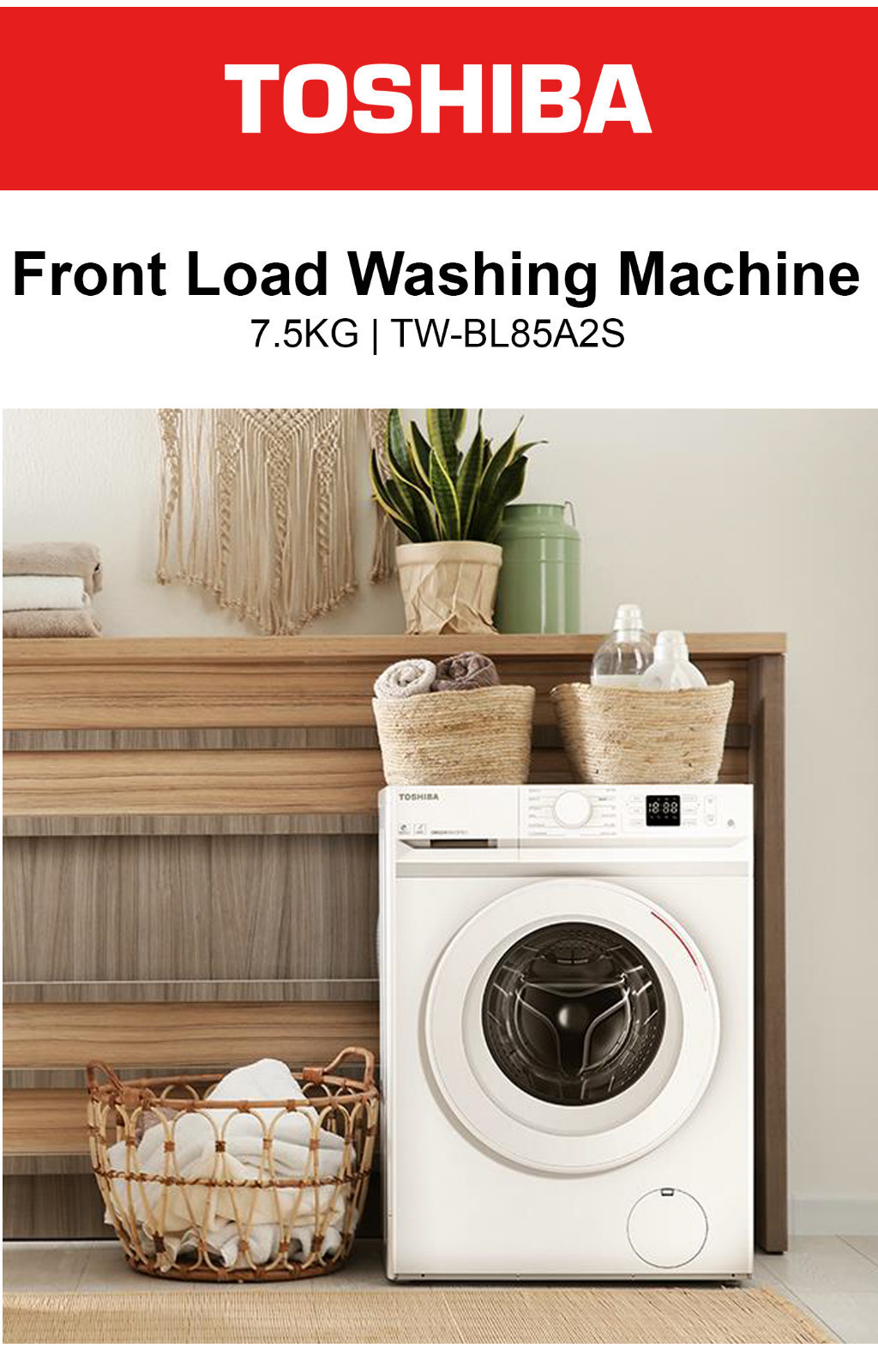 [Online Exclusive] Toshiba TW-BL85A2S T11 White Front Load Washing ...