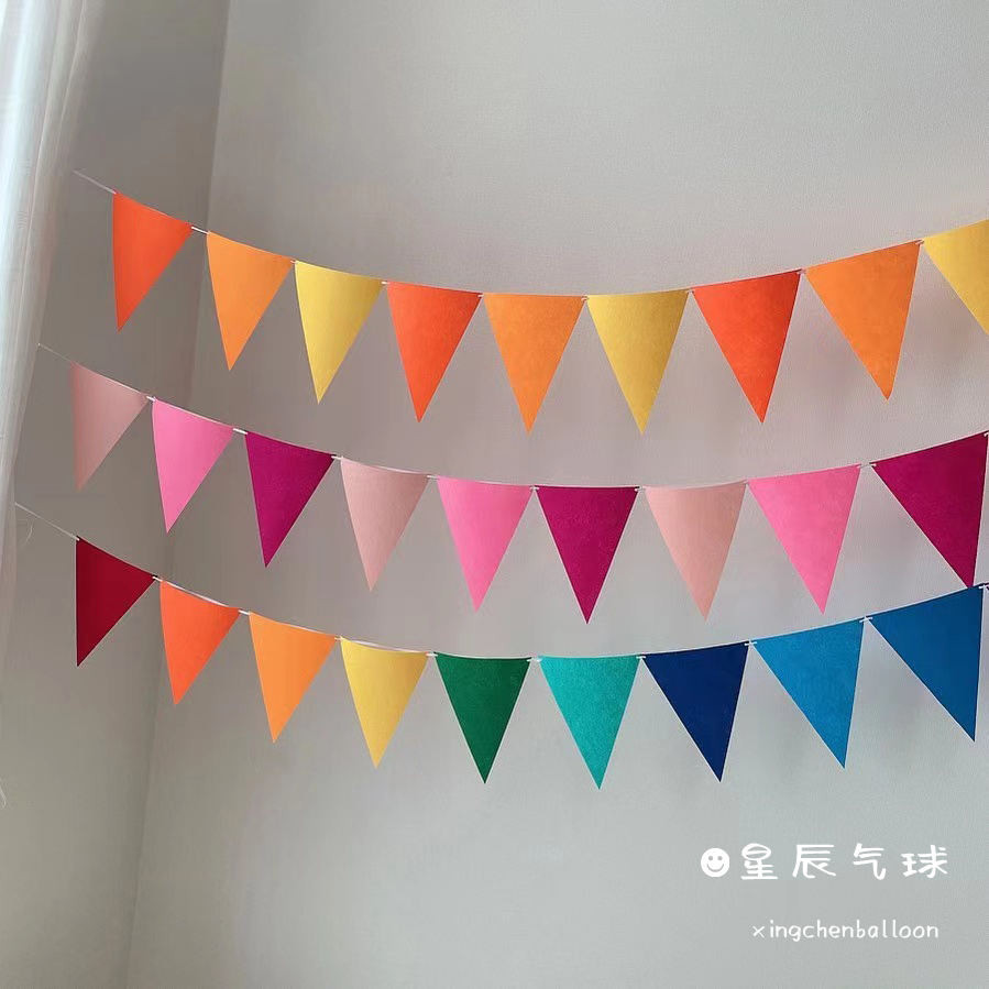 Bunting Pennant Pull Flower Birthday Decoration Party Opening School ...
