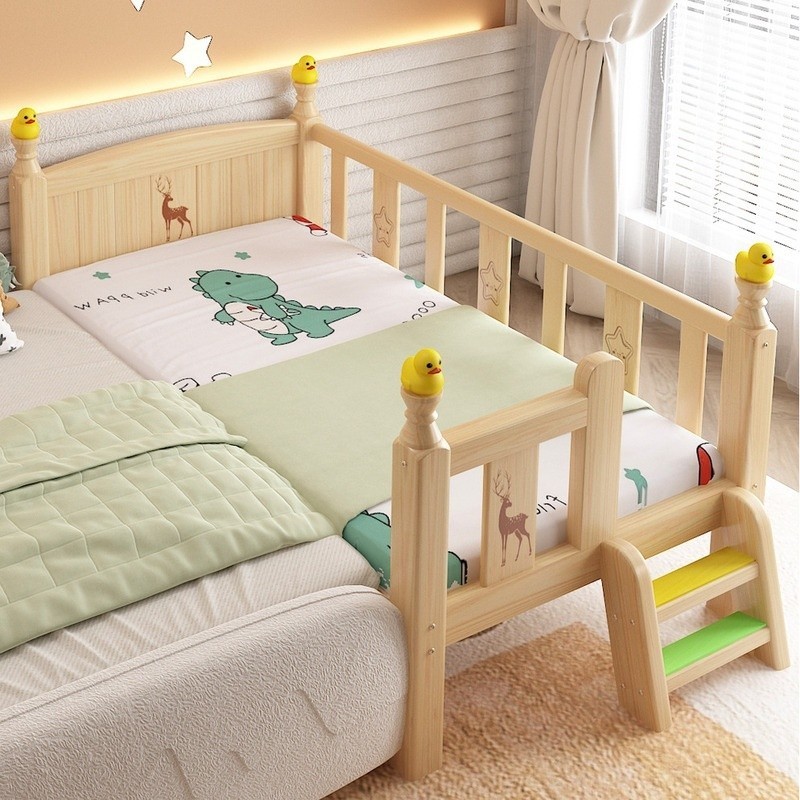 Solid Wood Children's Bed Small Toddler Bed Widened and Spliced Bed ...