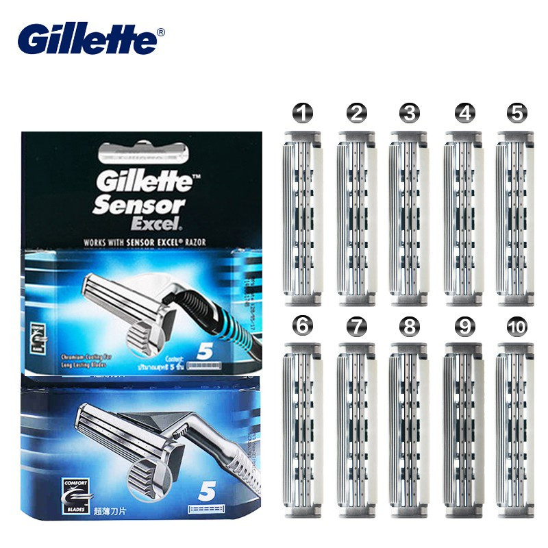 in stock Gillette Sensor Excel Safety Razor Blades For Men (10 Pcs ...
