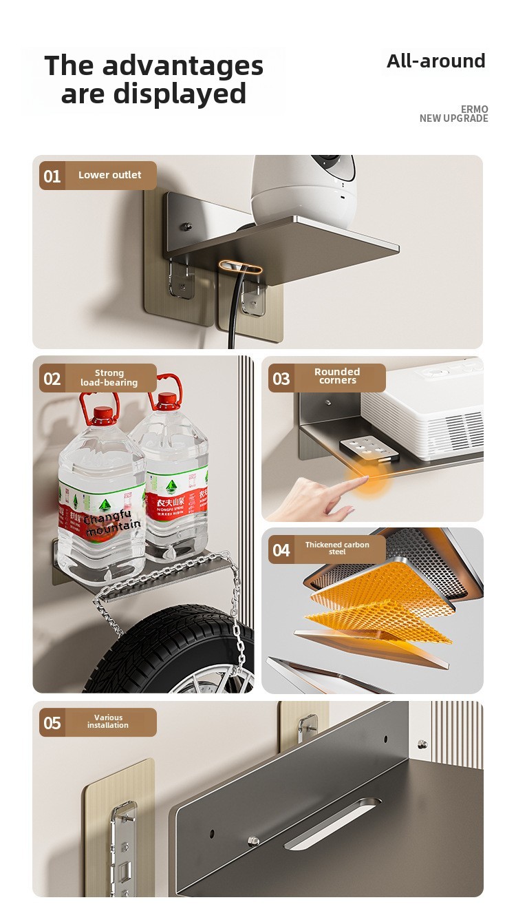 No-Drill Wall Mounted Router Rack - Heavy Duty Cable Management Shelf ...