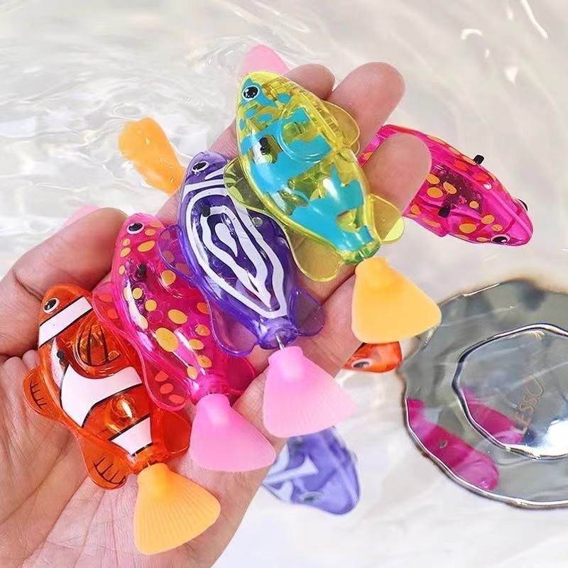 Ikan Robot Glowing Robot Fish Toy Kid Baby Bath Toy Baby Shower Toy ...