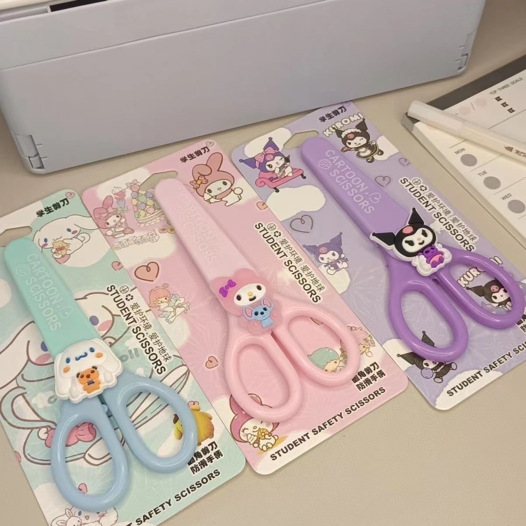 Kawaii Sanrio Safety Scissors with Cover Kuromi Hello Kitty My Melody ...