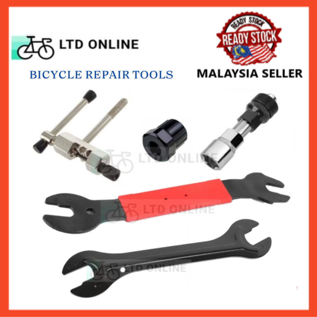 Bike Repair Tool Set Kit Chain Cutter Crank Puller Chain Guide Repair Tools Spanner | Shopee ...