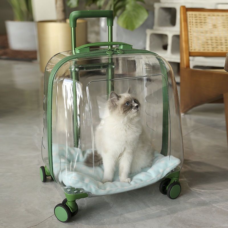 Transparent Pet Trolley Case Portable Cat Bag Dog Carrier | Shopee ...