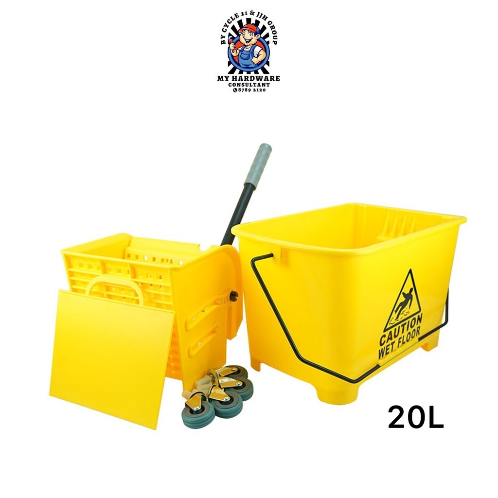 SG FAST DELIVERY Bright Vibrant Yellow Mopping Pail with Wringer ...