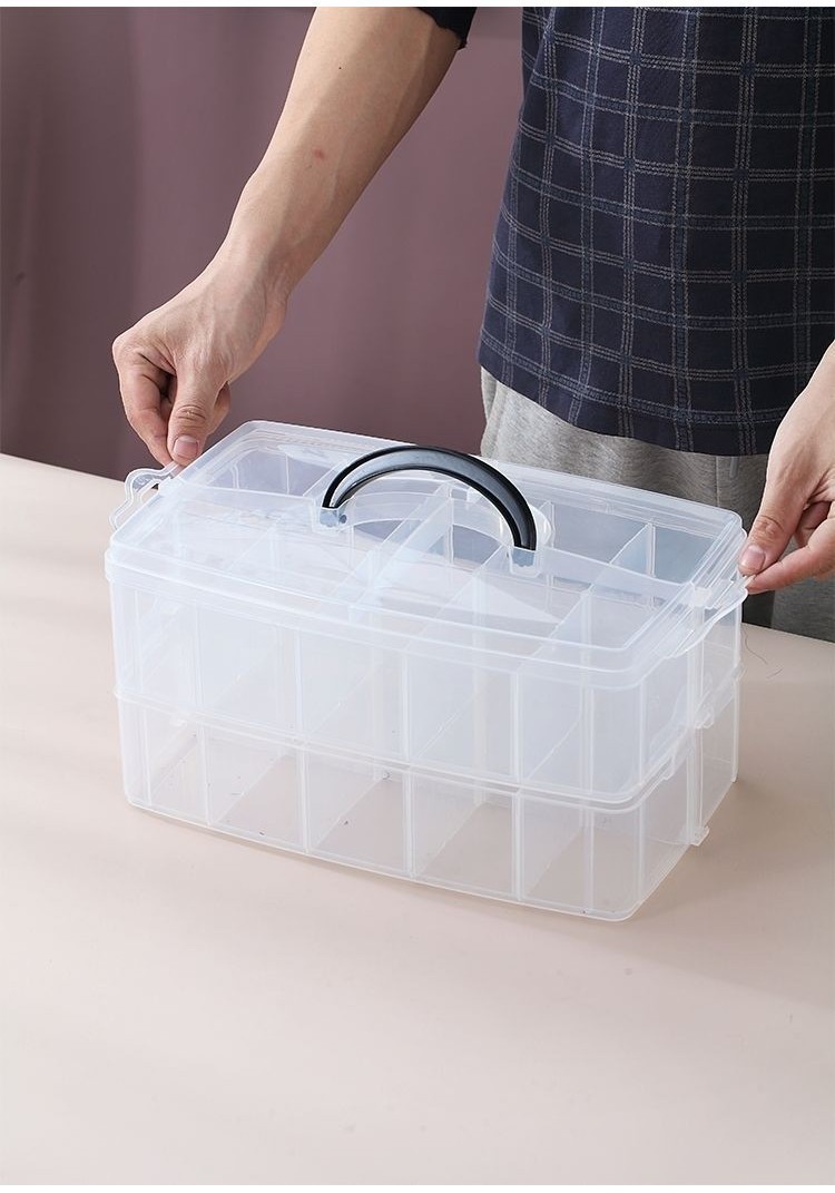 Multi-Grid Spare Parts Box Transparent Electronic Components Storage ...