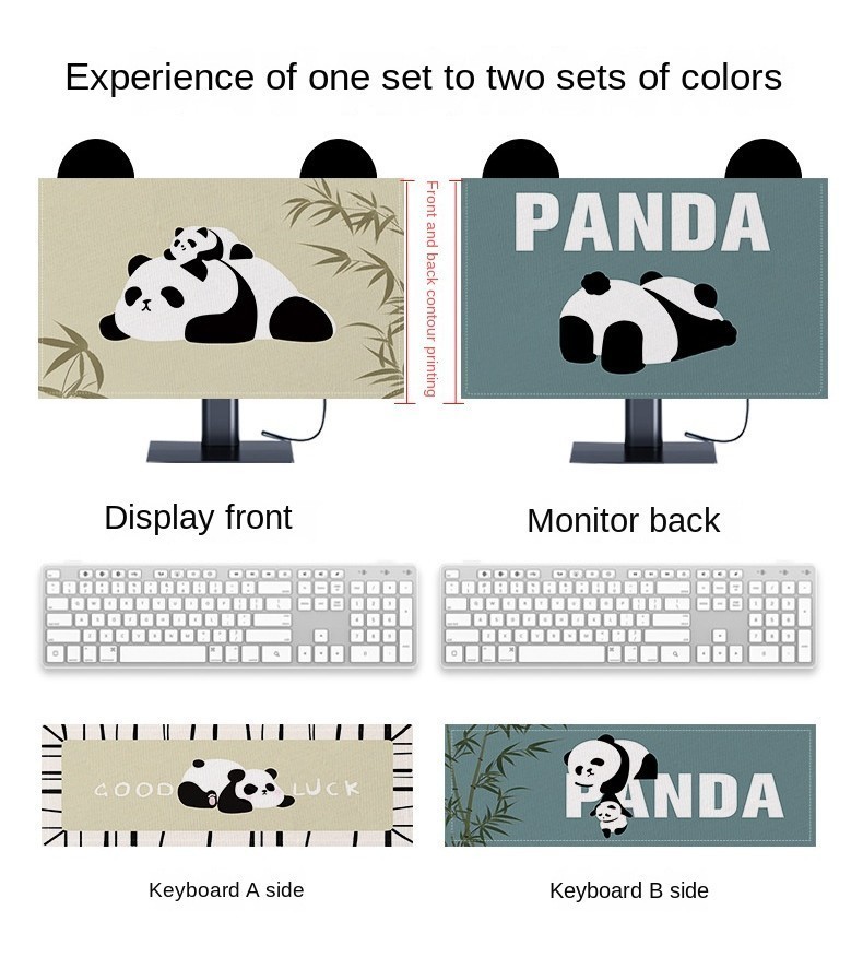 Cartoon Computer Dust Cover Three-piece Set Cute Desktop Monitor ...