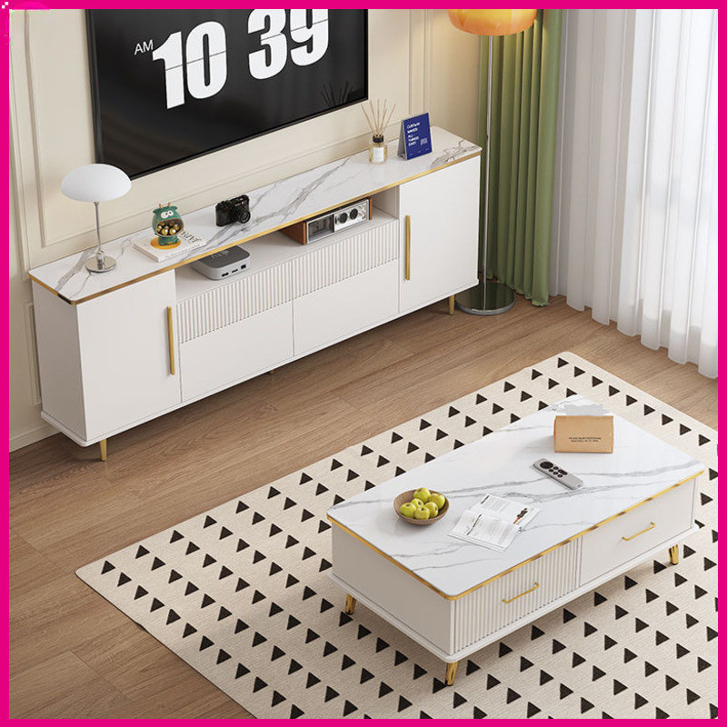 Solid Wood TV Cabinet Coffee Table Set Living Room Storage Household ...