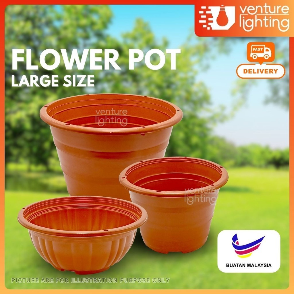30cm / 29cm / 25cm LARGE Plastic Flower Pot Gardening Plant Draining ...