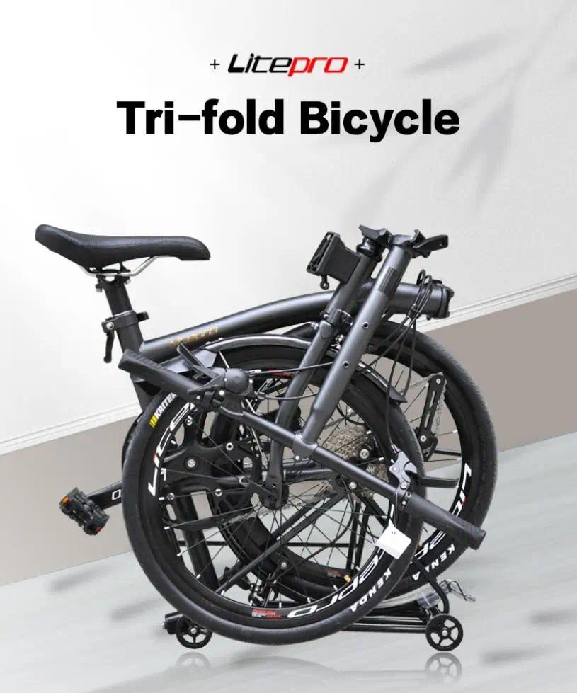 Litepro 20Inch External 9Speed Tri-fold Folding Bicycle Dual C Brake S ...