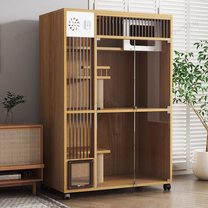 Solid Wood Cat Villa Luxury Cat Cage Large Space Indoor Cat House Ventilation Design | Shopee ...