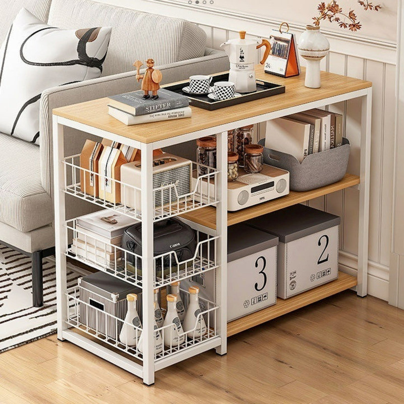 Multifunctional Side Table With Multiple Shelves Storage Cabinet ...