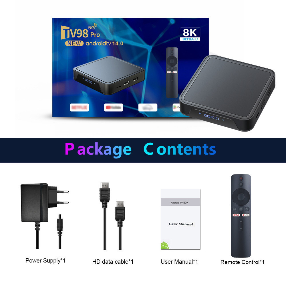 2024 TV98 PRO TV Box Android 14 ATV Allwinner H313 Quad Core 5G Dual Wifi 8K 4K Media Player ...