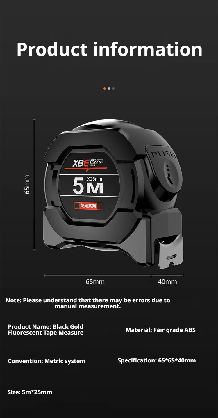 Black Gold Tape Measure High-Precision Self-Locking Gold Steel ...
