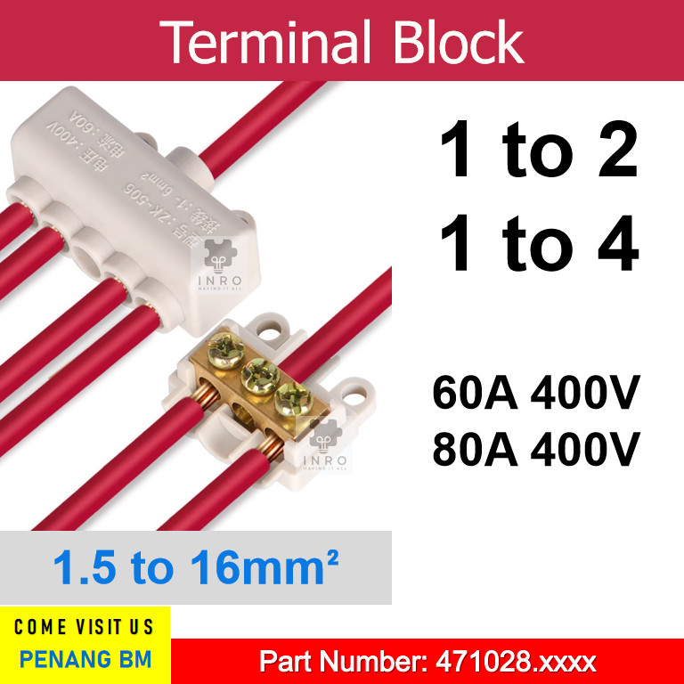 1 to 2, 1 to 4, 1 to 3 Terminal Block 4mm2 6mm2 16mm2 35mm2 Cable ...