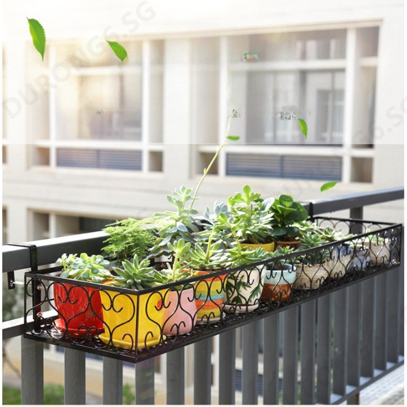 Balcony Flower Rack Hanging Iron Railing Flower Pot Hanging Rack ...