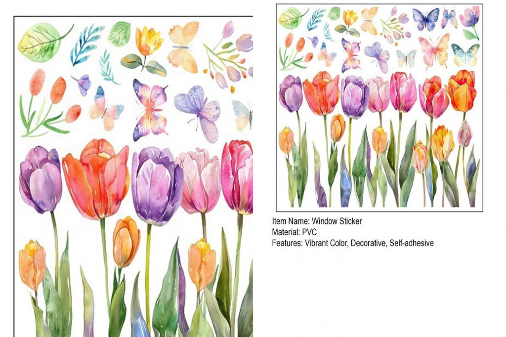 Moamegift Brightly Colored Window Decals Colorful Tulip Butterfly ...