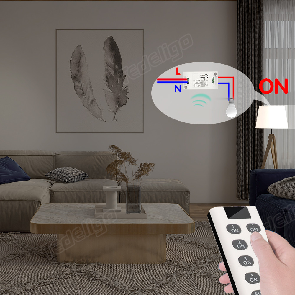 Wireless Light Switches RF 433 Mhz Remote on Off Switch Controller ...