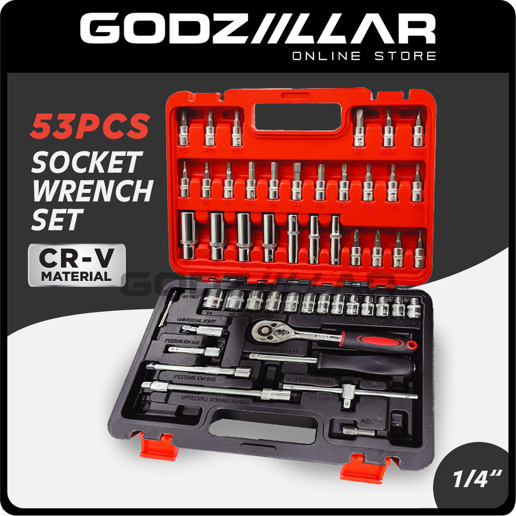 53 Pcs Ratchet Box Socket Set Spanner Set Wrench Set Tools Set | Shopee ...