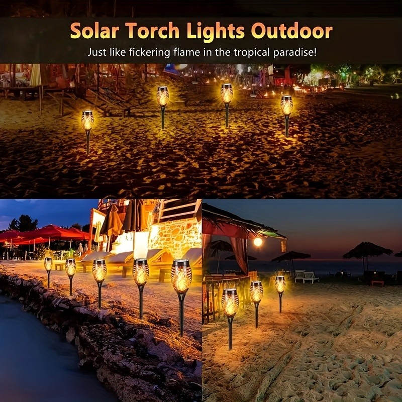 12/33 LEDs Solar Flame Lights Waterproof Outdoor Decoration Solar ...