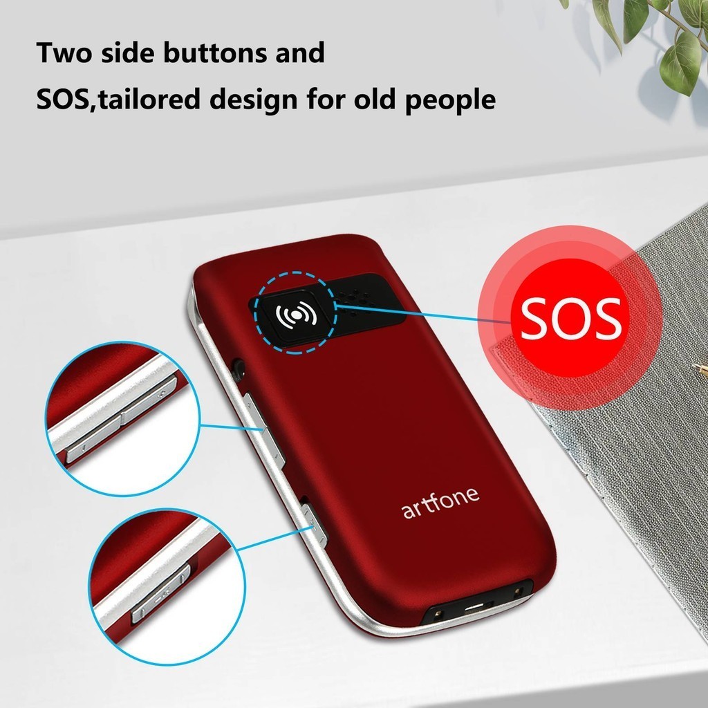 artfone G3 Red 4G US Clamshell elderly mobile phone Large keyboard can ...