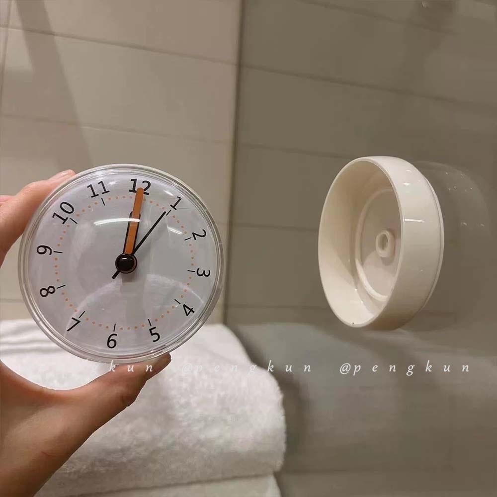 Suction Cup Clock Bathroom Waterproof Anti-Fog Wall Clock Kitchen ...