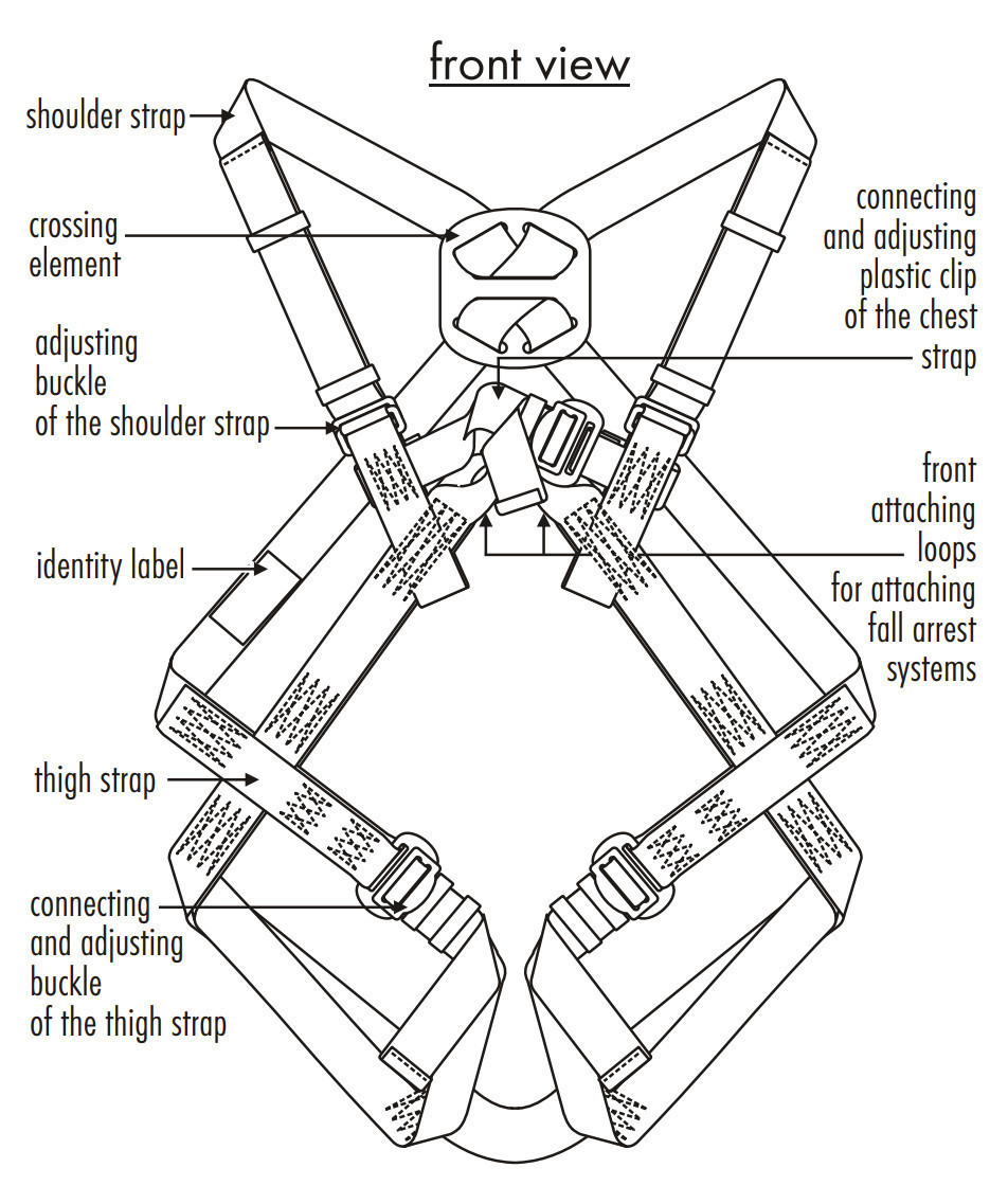 WORKSafe AB130-01 Full Body Harness, Front & Dorsal Anchorage Points ...