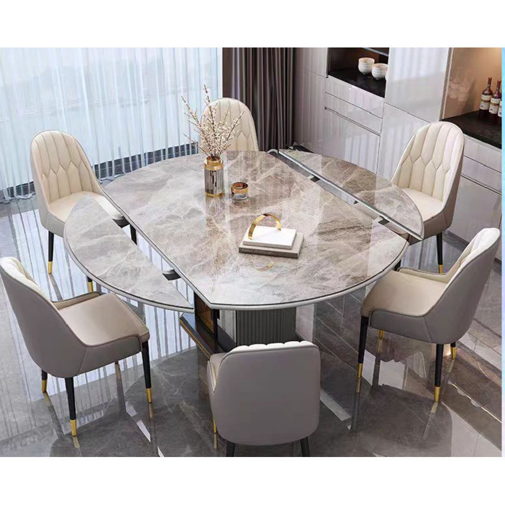 T HOME Dining Table Foldable Set Light Round Expandable Dining Table ...