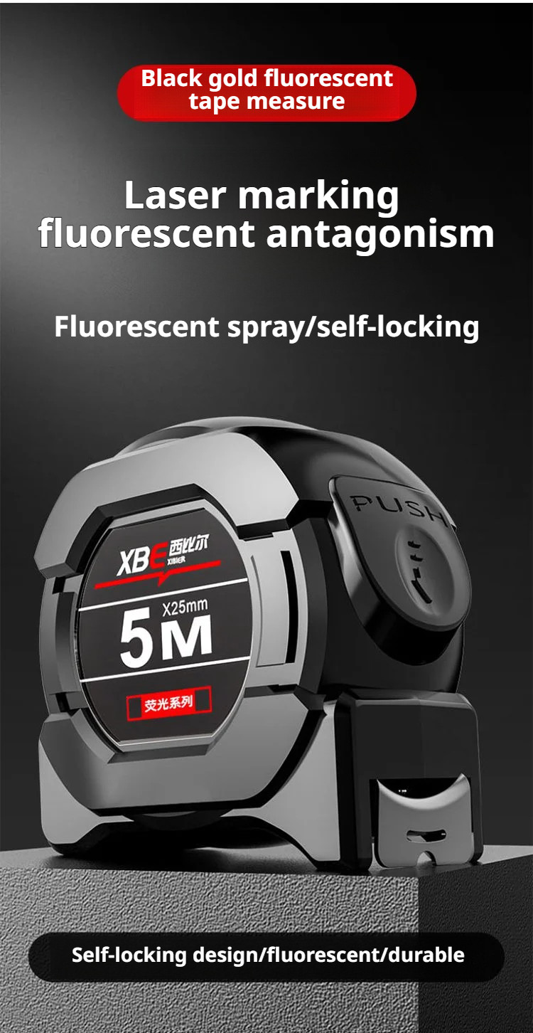 Black Gold Tape Measure High-Precision Self-Locking Gold Steel ...