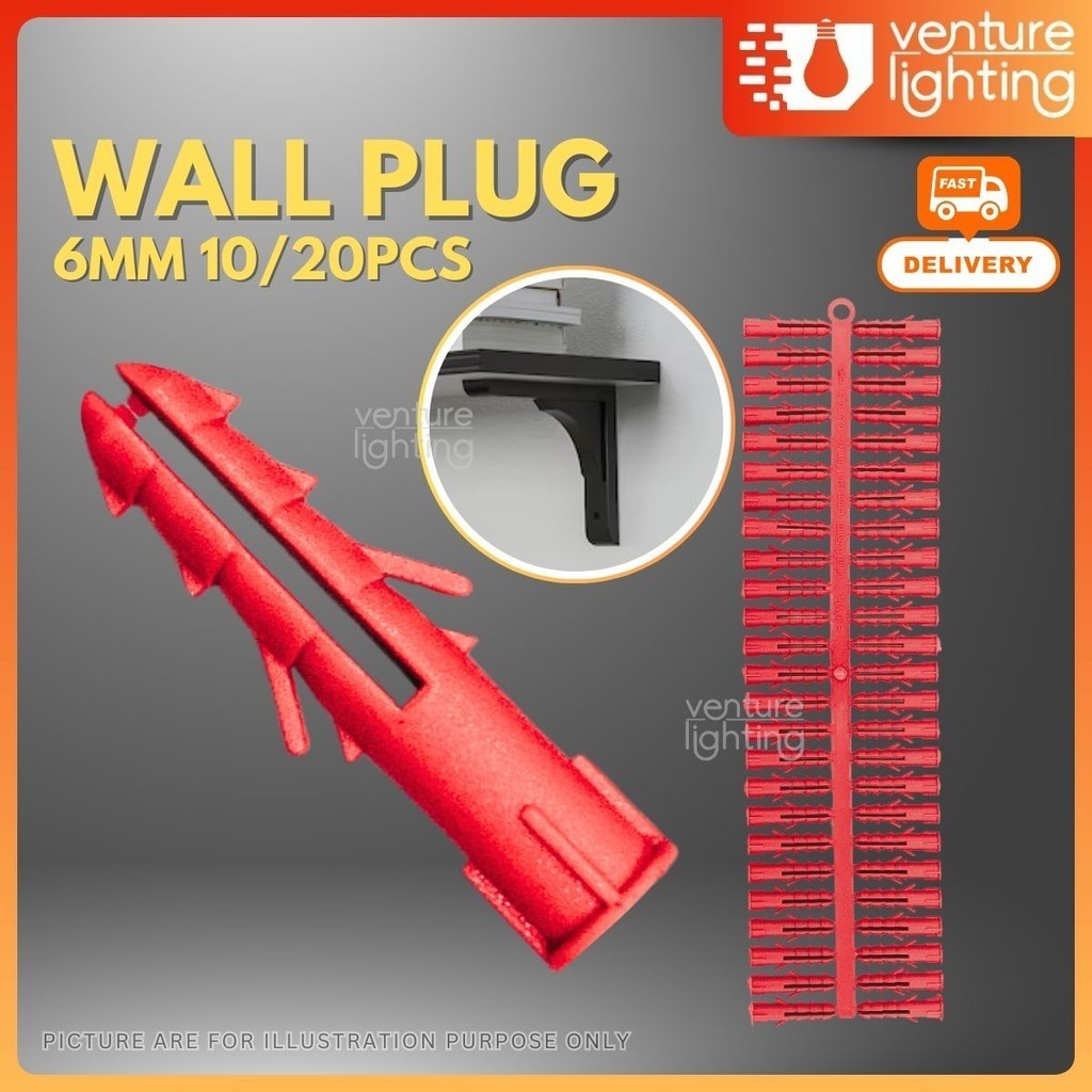 EPI 6MM WALL PLUG 10/20 Papan PVC Red Screw Wall Plug for Drywall ...