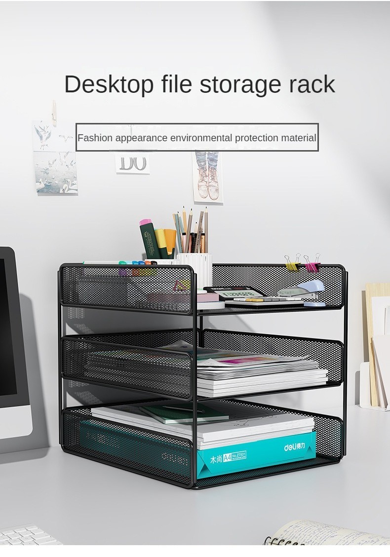 Desk Shelf File Storage Rack Book A4 Paper Storage Box Office Bookshelf ...