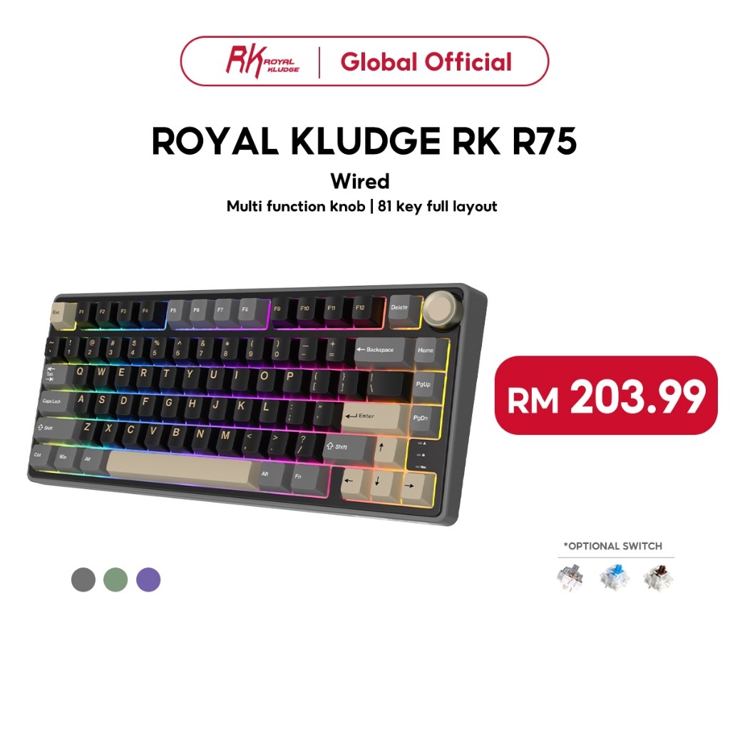 in stock New RK Royal Kludge RKR75 Phantom 80 Key Gasket Wired ...