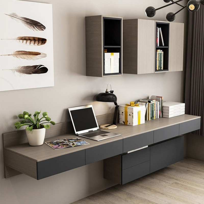 Office Table Study Computer Wall Mounted Desk Bookshelf Combination ...